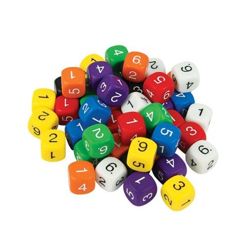 Dice - Coloured with Numerals- from who what why
