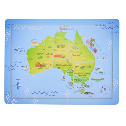 24 pc Wooden Jigsaw Puzzle - Australian Map, Aussie Animals and ...